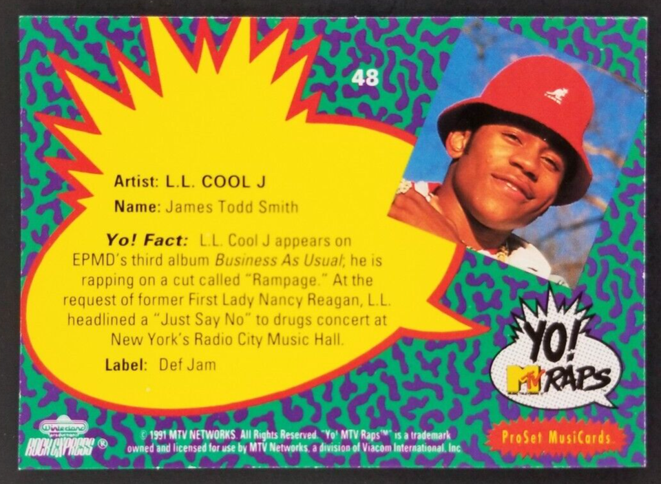 LL Cool J 1991 Yo MTV Rap Music Pro Set Card #48 (NM) | eBay