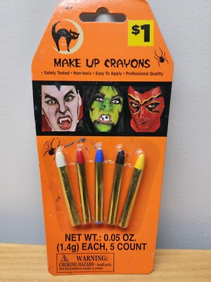 NEW Halloween Make Up Crayons 5 Count Easy To Apply Safety Tested Non ...