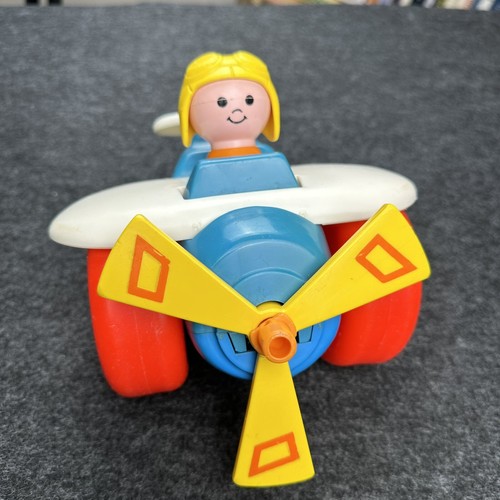 Vintage 1980 Fisher Price Pull Along Airplane Toy #171 - missing string ...