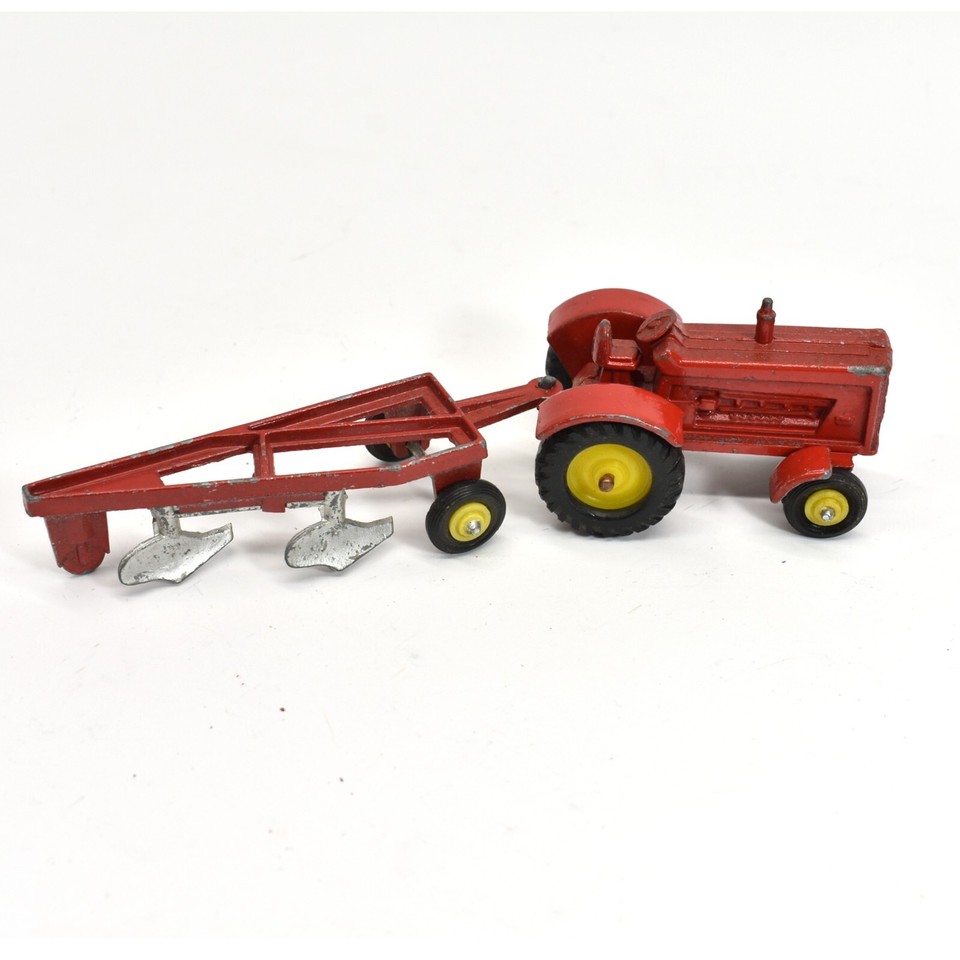 Vintage diecast Tootsie toy Red farm tractor with cart disc and plow | eBay