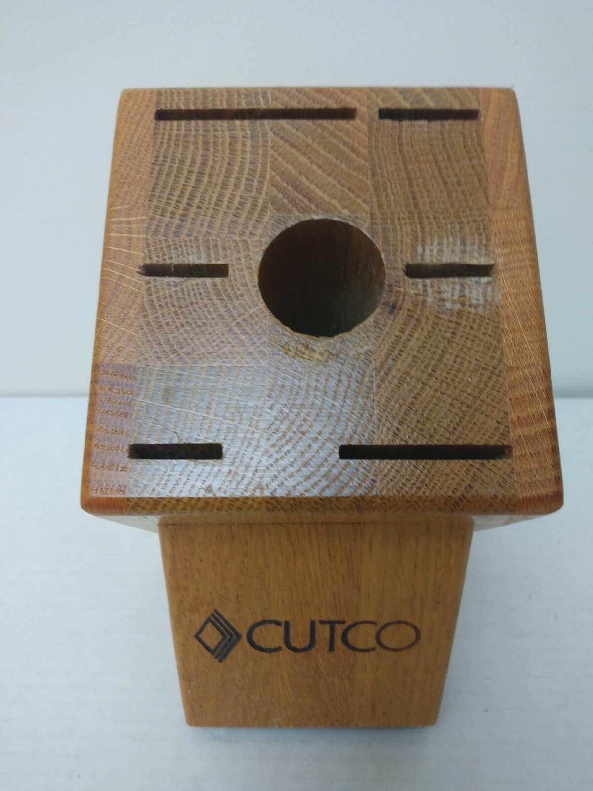 CUTCO 7 SLOT GALLEY KNIFE BLOCK SOLID HONEY OAK USA GREAT USED ...