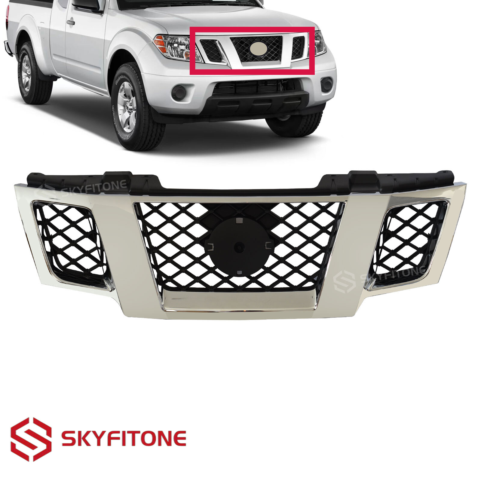 Grille For 2009-2021 Nissan Frontier Chrome Shell w/ Black Insert ...