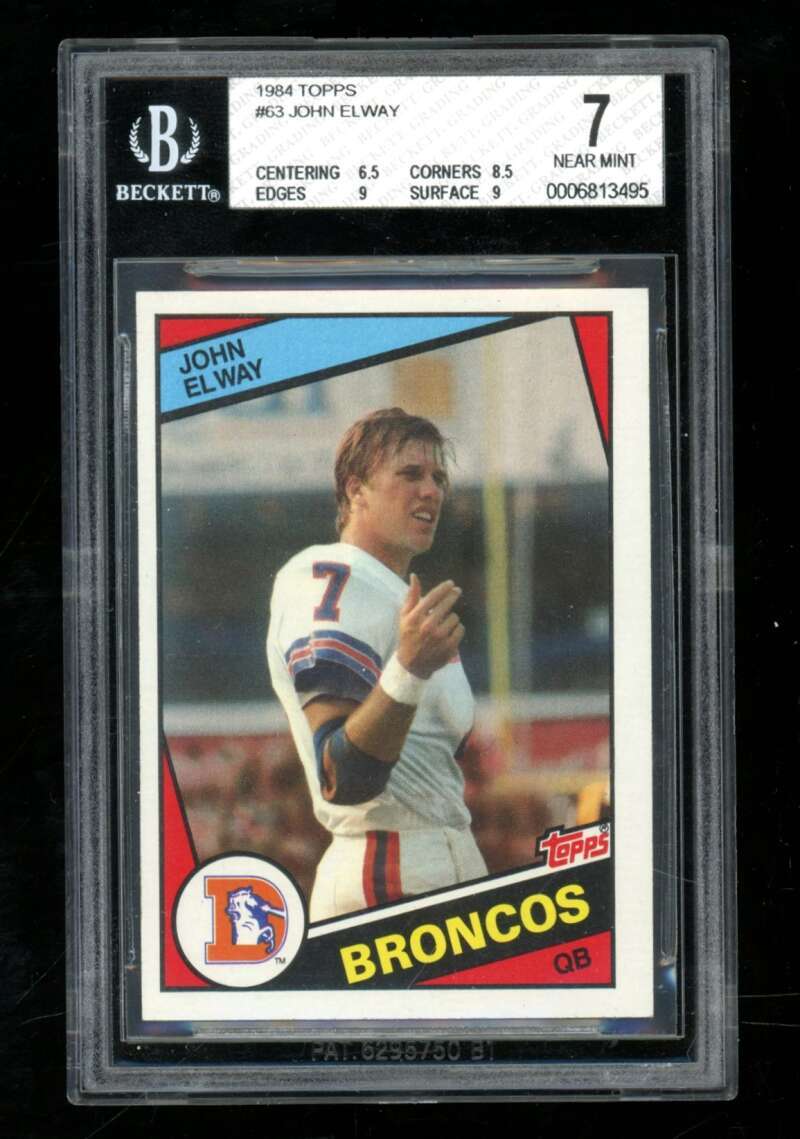 1984 Topps John Elway #63 BGS 7 Rookie Denver Broncos ES6290 | eBay