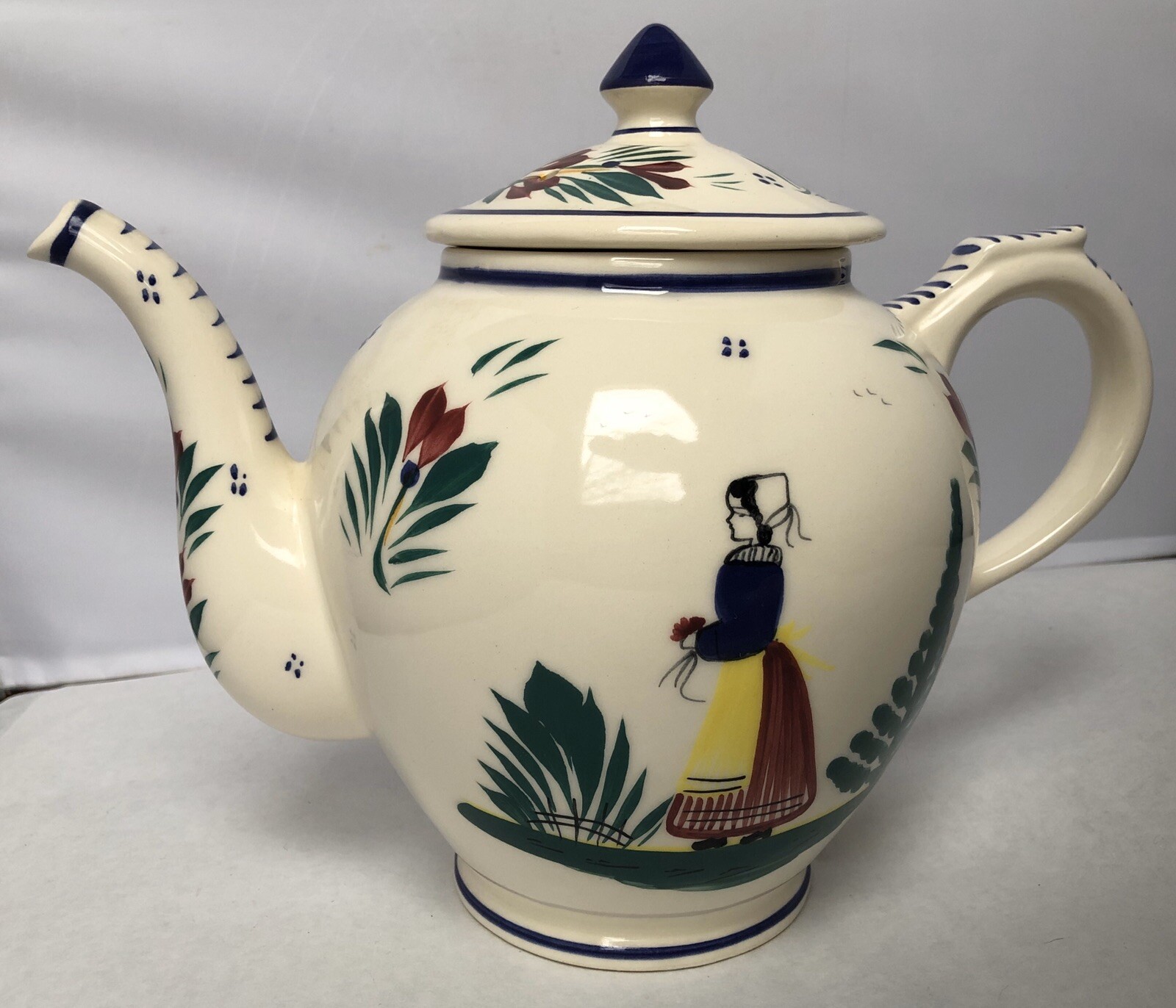 Vintage Henriot Quimper 7” France Beautiful Hand Painted Teapot With ...