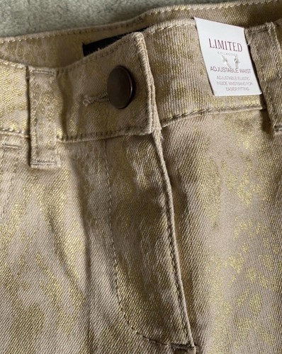 M&S Ltd girls 8-9 pink adjustable waist gold leopard print skinny jeans ...