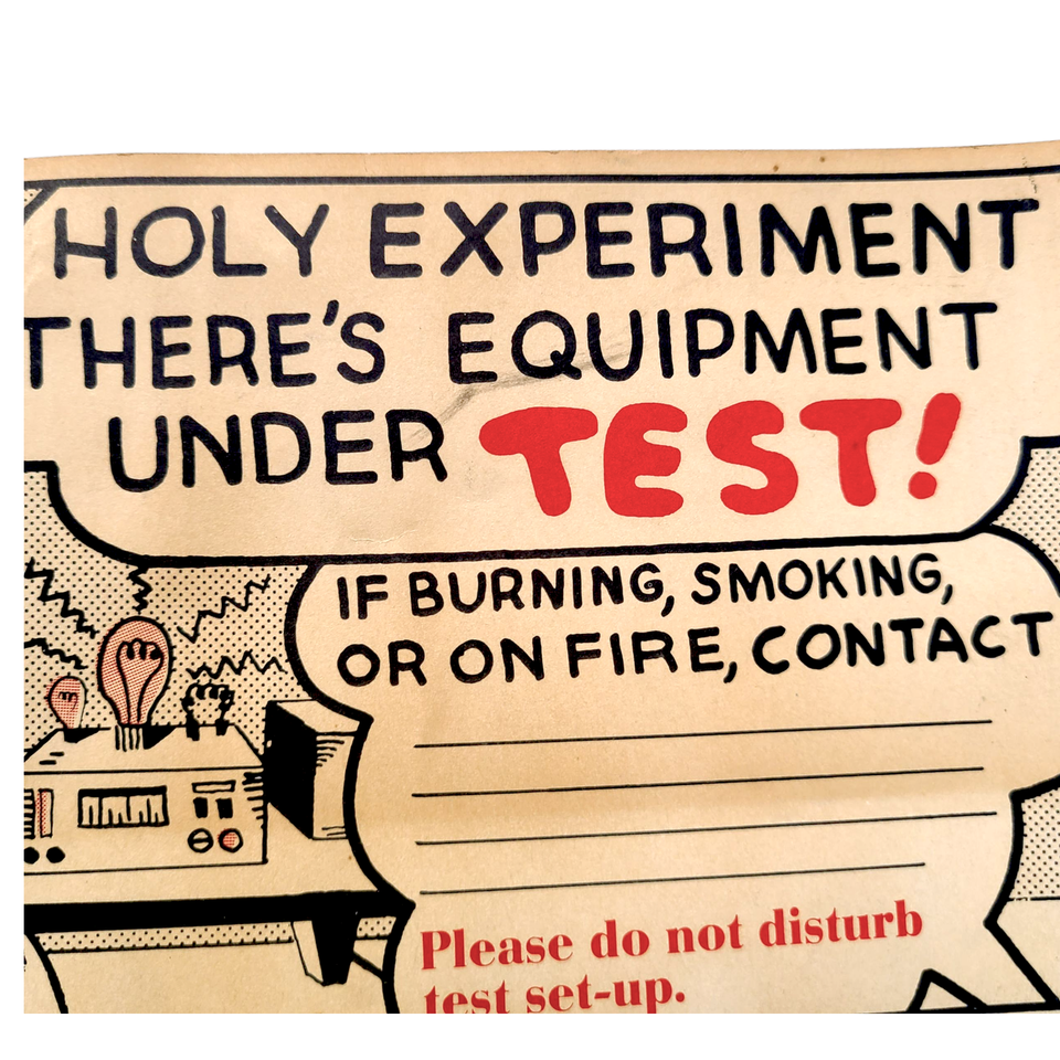 AMAZING Vintage Electronics SIGN 50s 1960s TEST IN PROGRESS w/ Comic ...