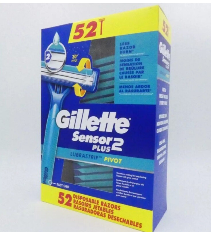 Gillette Sensor2 Plus Disposable Razor lubrastrip Pivot - 52 Razors ...