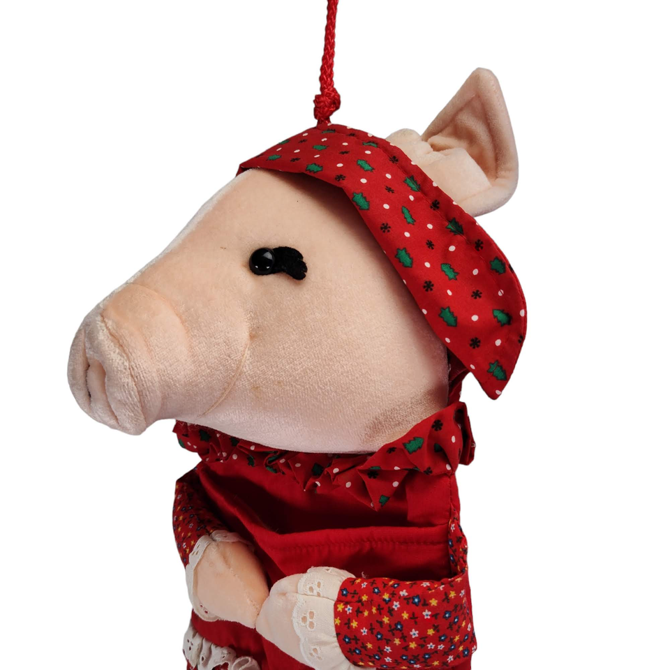 Vintage Smithy Plush Pig Christmas Stocking 18in Quilted Red Green 80s ...