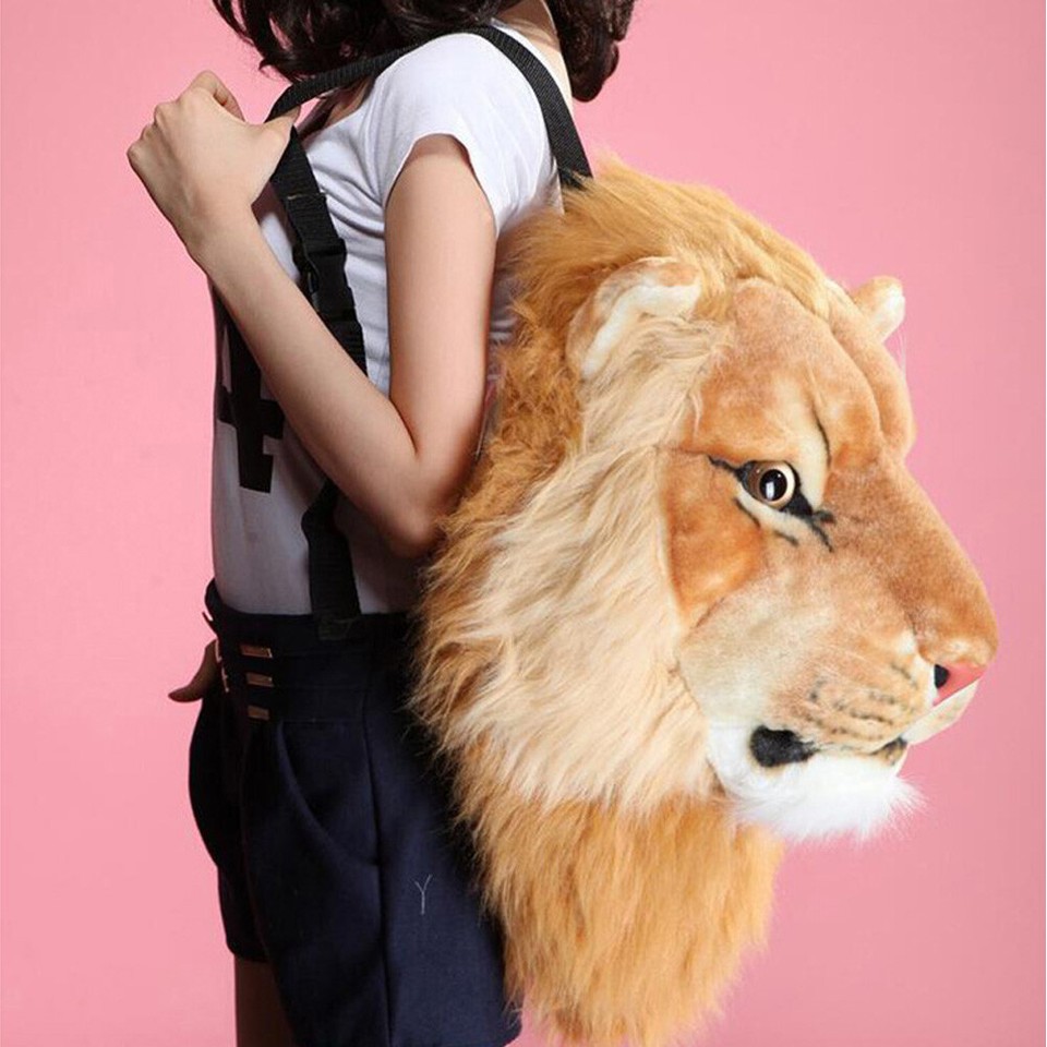 Stuffed Tiger Head Backpack Simulation Personalised Lion Knapsack ...