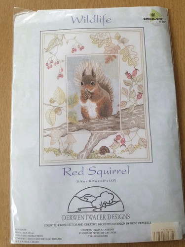 Derwentwater Wildlife Cross Stitch Kit RED SQUIRREL and Woodland | eBay