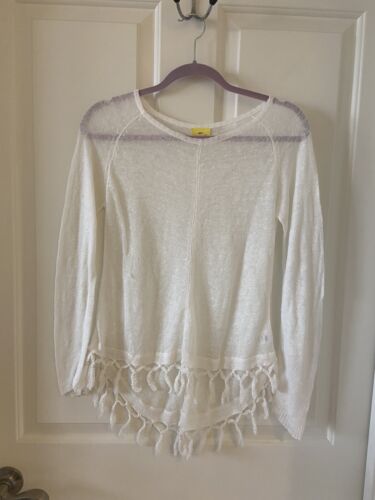 ROBERTA ROLLER RABBIT White Sweater Sheer With Fringe Tassels Size XS ...