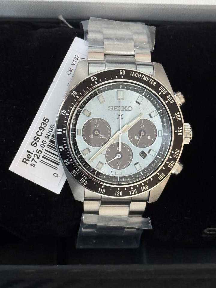 SEIKO PROSPEX Speedtimer Solar Chronograph Blue dial SSC935-MINT | eBay