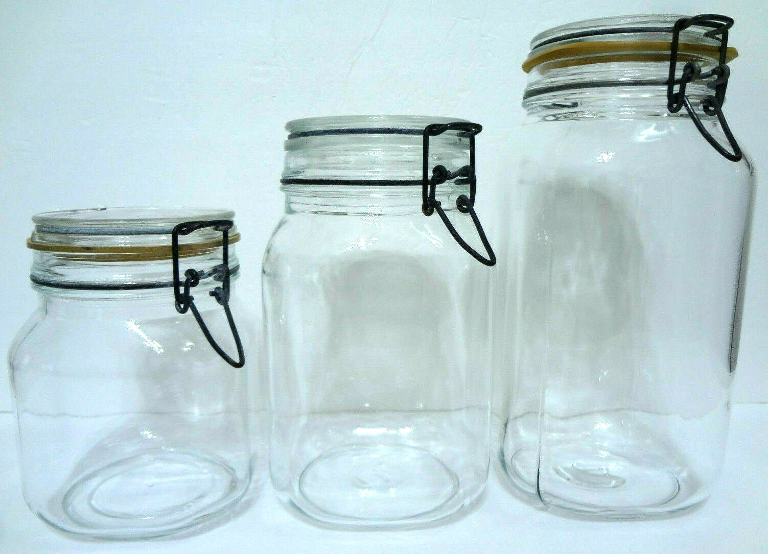 CANNING JARS BAIL WIRE LIDS VINTAGE 3x PER ALIMENTI ONLY GLASS MADE IN ...