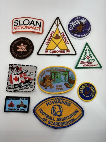 Lot of 10 Vintage BOY SCOUTS Canada Camp Patches- Trapper Joe, Camp Oba ...