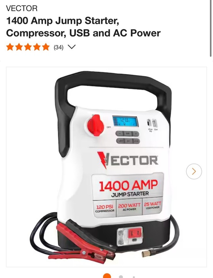 Vector 1400 Amp Jump Starter, Compressor, USB and AC Power | eBay