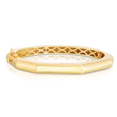 14K Yellow Gold Polished Octagon Edge Bangle, 7" Bangle, Fancy Bracelet, Women | eBay