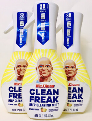 3 Bottles Mr Clean 16 Oz Clean Freak Lemon Zest 3X Deep Cleaning Mist ...