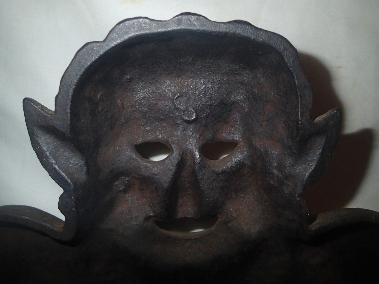 ANTIQUE PRIMITIVE BRADLEY & HUBBARD CAST IRON SATYR FAUN PAN FIREPLACE ...