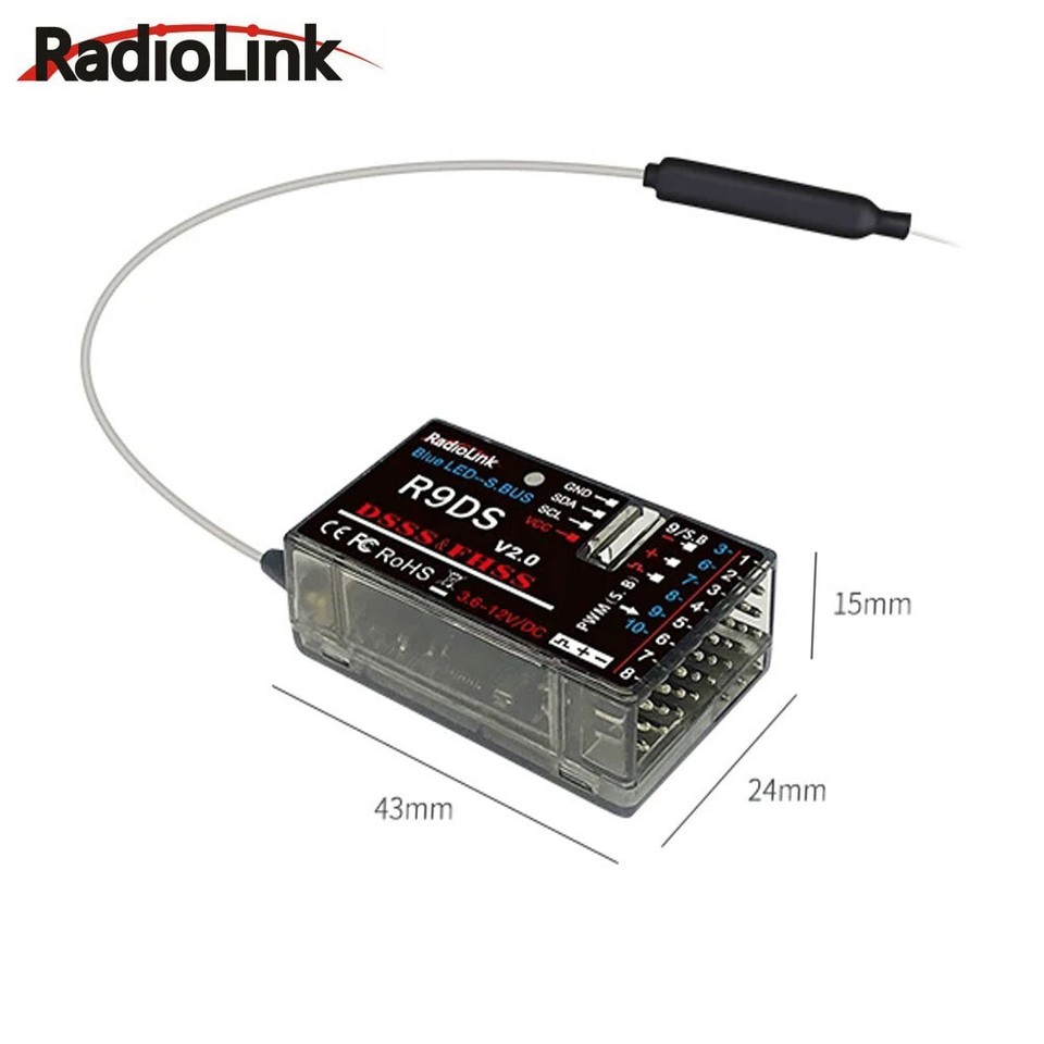 Radiolink R9DS 10 CH 2.4GHz RC Receiver SBUS/PWM Long Range Control For ...