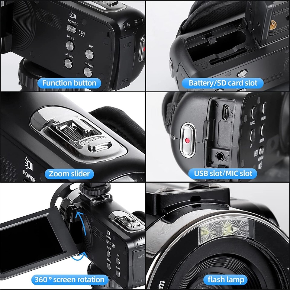 Video Camera 42MP 18x flip screen YouTube professional camcorder w ...