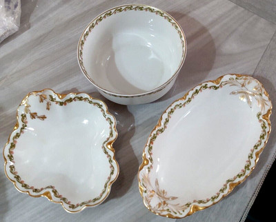 Haviland Limoges candy nuts serving dishes 3 pieces, gold gilded | eBay