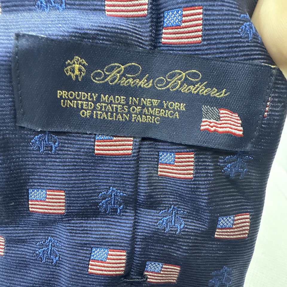 BROOKS BROTHER Silk Navy American USA Flag & BB Logo Design Tie (e) | eBay