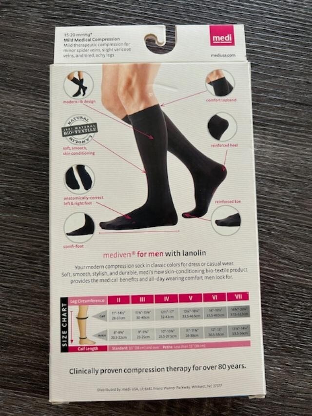 Mediven for Men Compression Socks 15-20 Sz III CT Black Calf 09153 ...