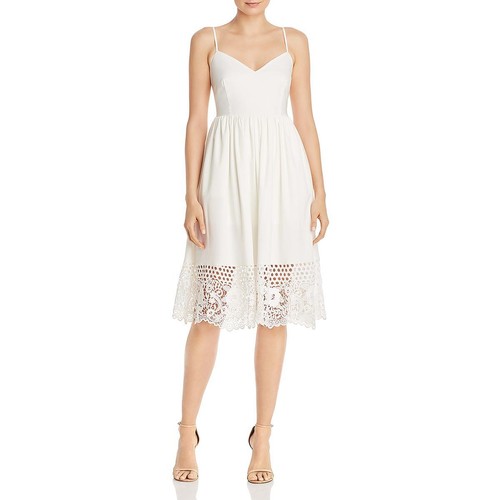 French Connection Womens Salerno White Eyelet V-Neck Casual Dress 8 ...