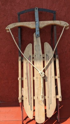Speedway Vintage Wood Sled with Metal Runners - Decorate for the ...