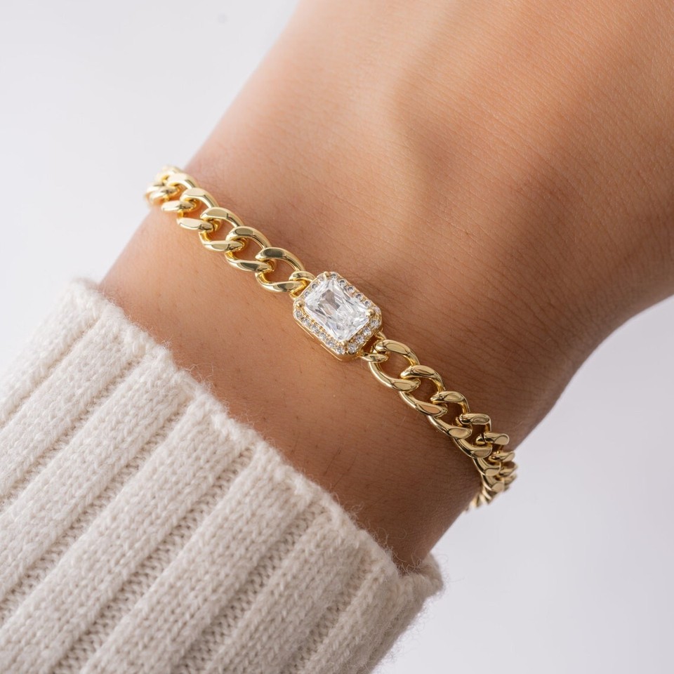 Luxurious Lab-Created Diamond Bracelet 925 Sterling Silver Bracelet ...