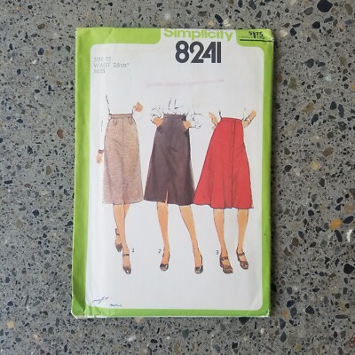 Simplicity 1977 Uncut Sewing Pattern 8241 Three Skirts Size 12 Waist 26 ...