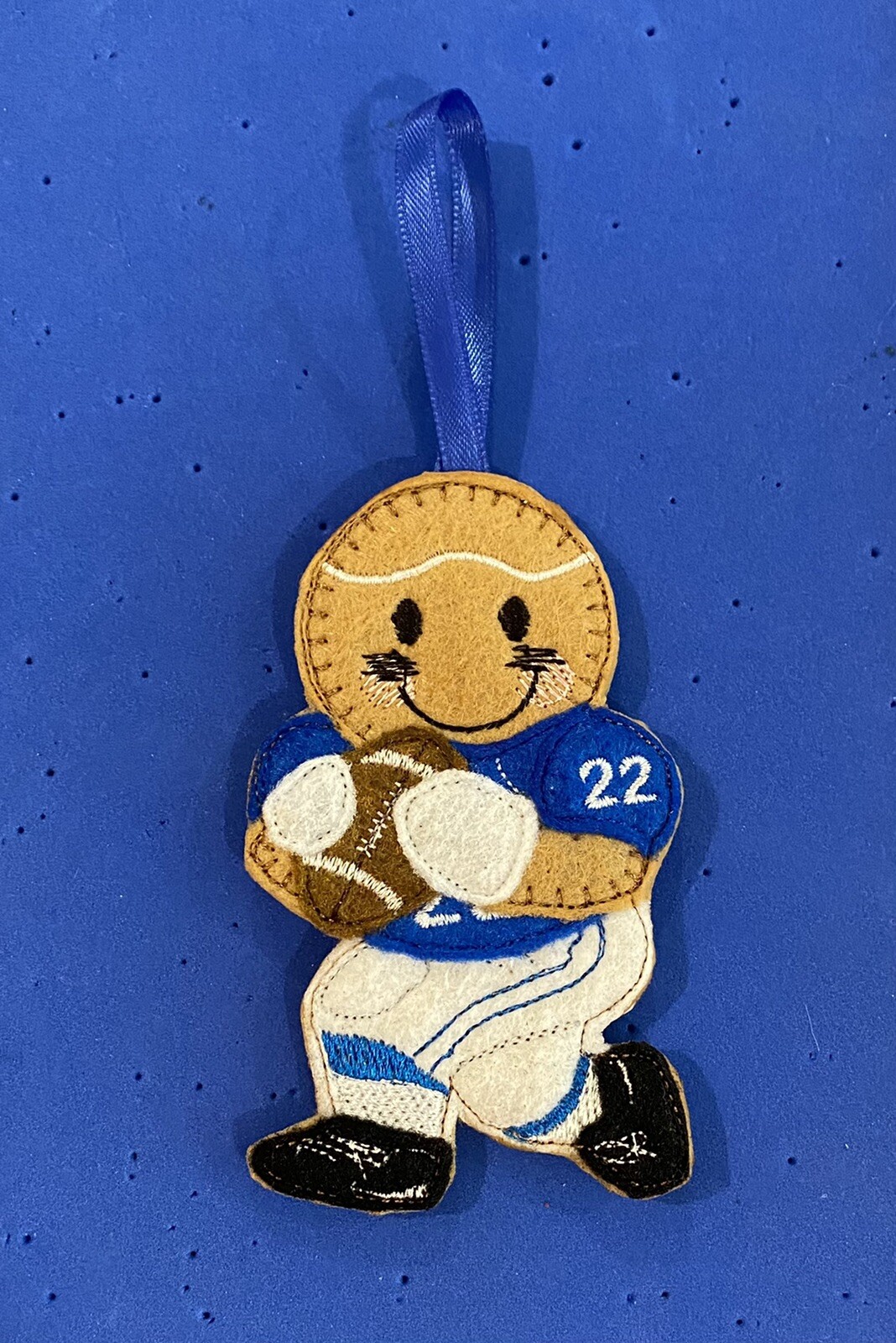 Football Player Handmade Embroidered Felt Gingerbread Man/Ornament ...