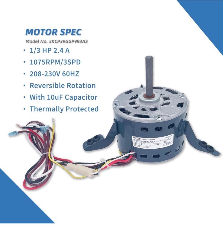 Furnace Blower Motor 1/3 HP 115v 2 Speed Replaces GE Genteq ...