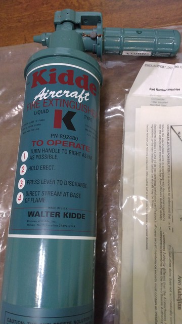 Kidde Aircraft Fire Extinguisher Part 892480 Overhauled Paper Included ...