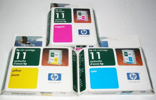 HP 11 ink SET Cyan Magenta Yellow NIP Sealed C4836A C4837A C4838A | eBay