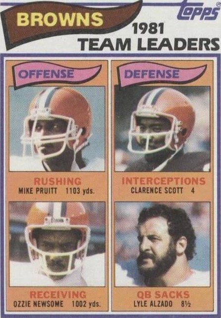 1982 Topps - #55 Clarence Scott, Lyle Alzado, Ozzie Newsome, Mike ...