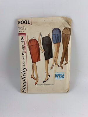 VINTAGE SIMPLICITY #6061 PATTERN MATERNITY WAIST SIZE 26 SKIRTS, SLACKS ...