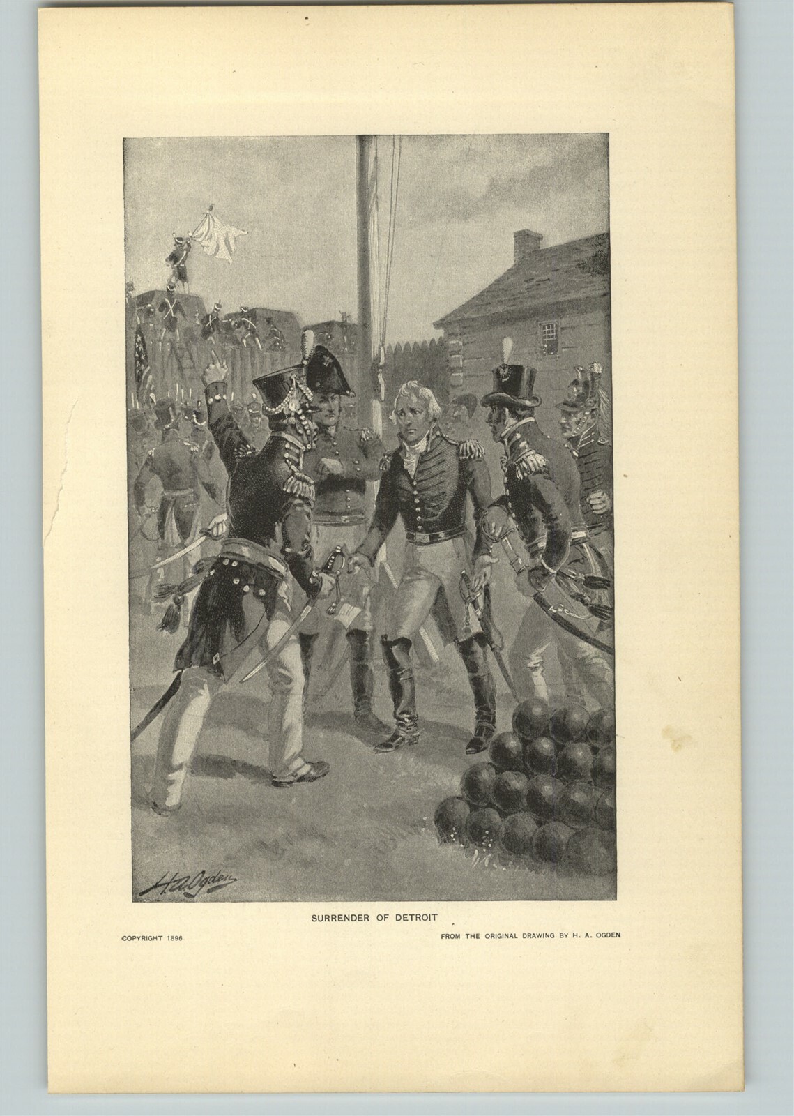 1905 Print American History United States Battle of Fort Detroit 1812 ...