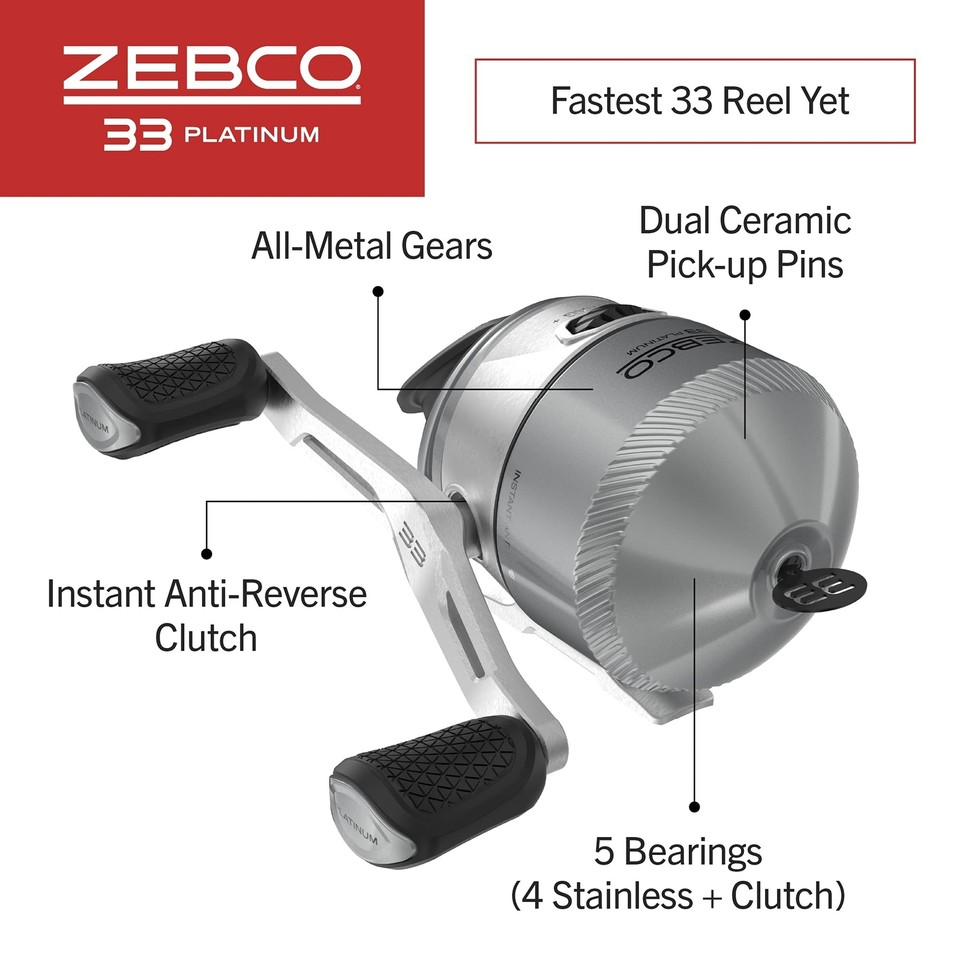 Zebco 33 Platinum Spincast Fishing Reel, Size 30 Reel, Right or Left ...