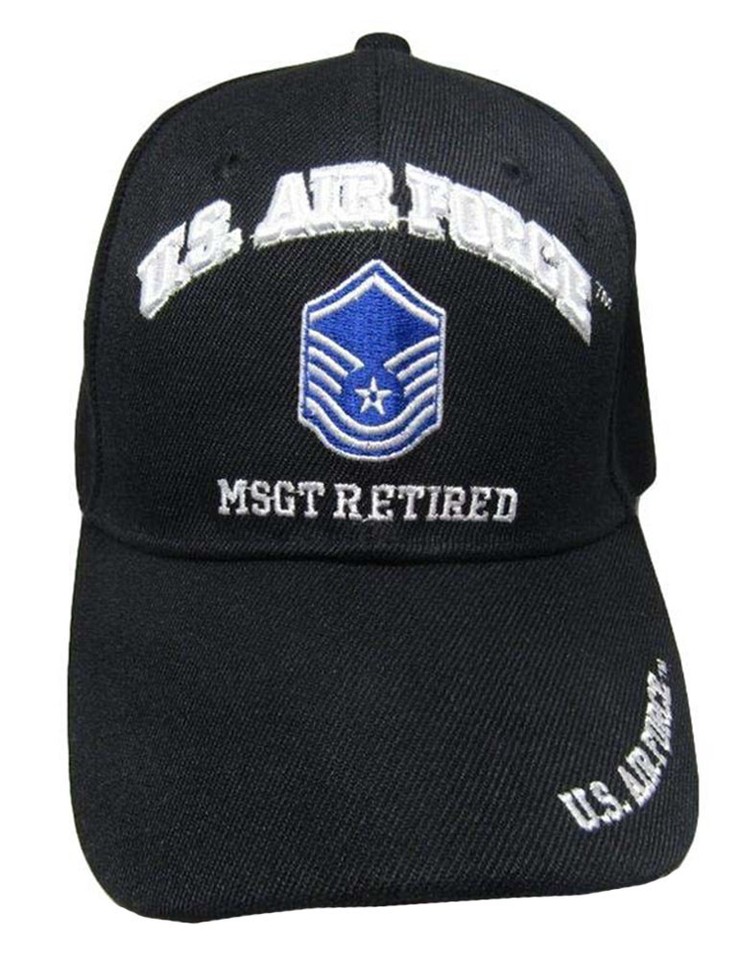 U.S. Air Force MSGT Retired Cap Black USAF Embroidered Ball Hat Free ...