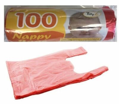 100 Disposable Nappy Bags Diaper Bag Hygienic Nappy Sacks Tie Handles ...
