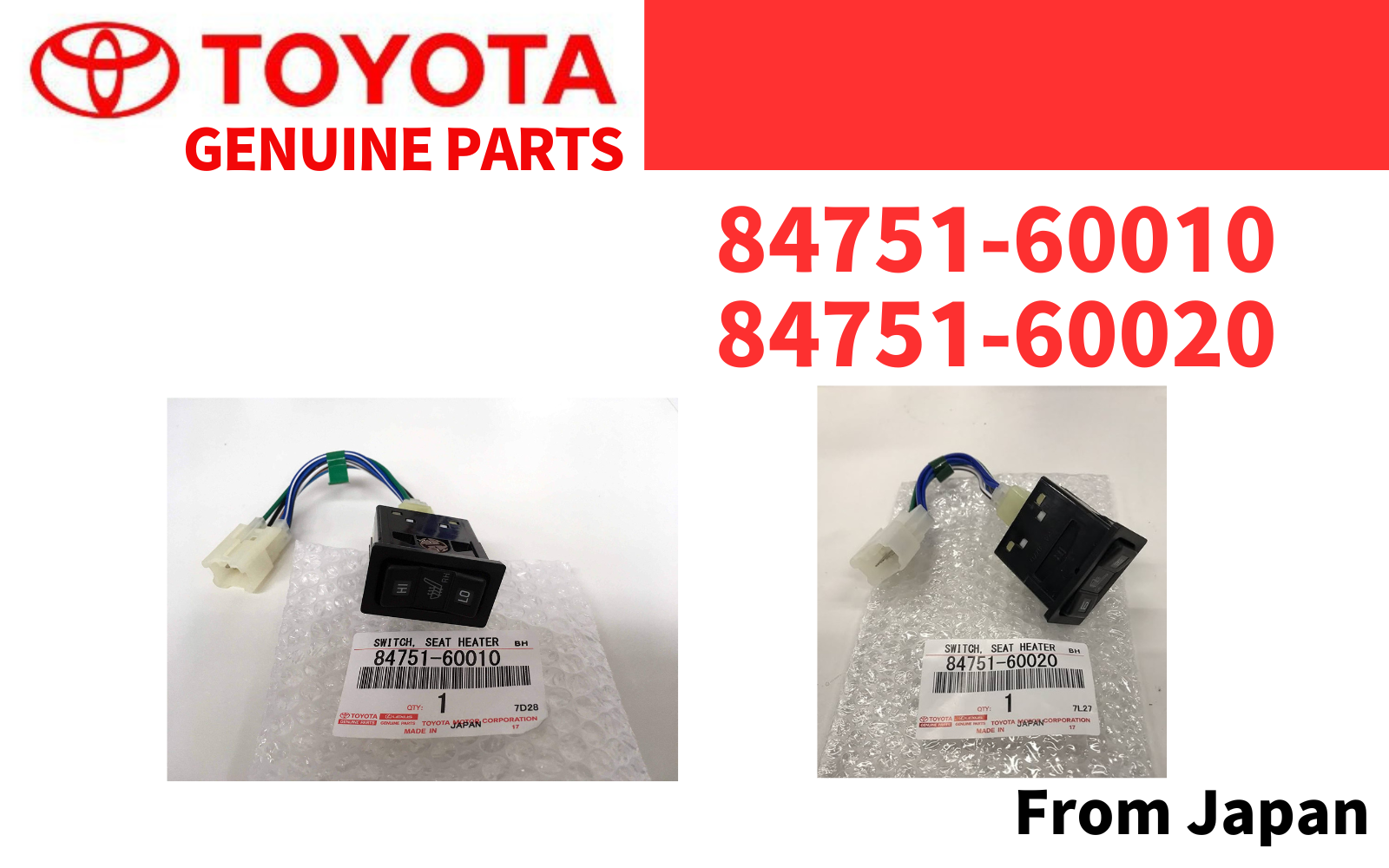 Toyota LANDCRUISER Genuine SEAT HEATER SWITCH both side 84751-60010 ...