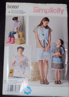 Simplicity 8087/SO897 Girls/Misses Pullover Dress/Top Child 3-8 Misses ...