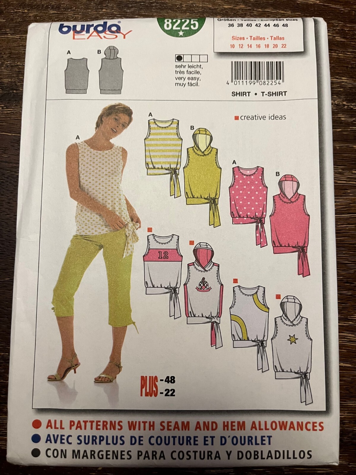 Burda 8225 UNCUT Sewing Pattern, Misses' Shirt, Size 10-22 | eBay