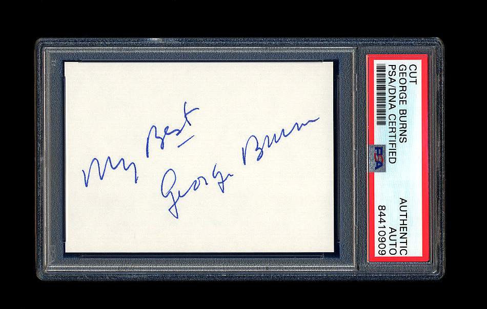 GEORGE BURNS SIGNED MINT CUT PSA/DNA SLABBED AUTOGRAPHED BURNS & ALLEN ...