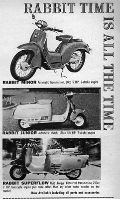 1960 Rabbit Minor Junior & Superflow Scooter Original Ad | eBay