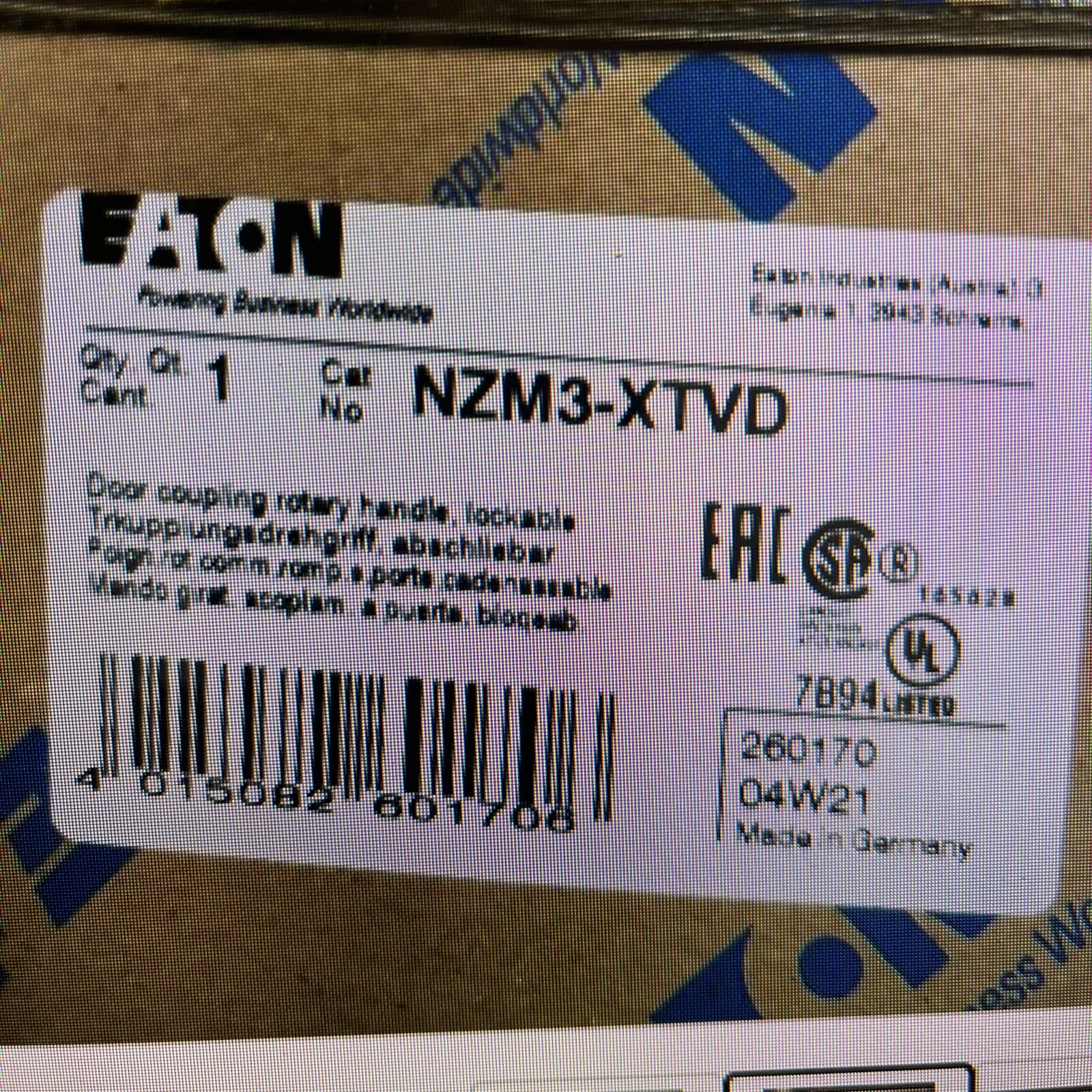 NEW Eaton Moeller NZM3-XTVD Handle Circuit Breaker | eBay