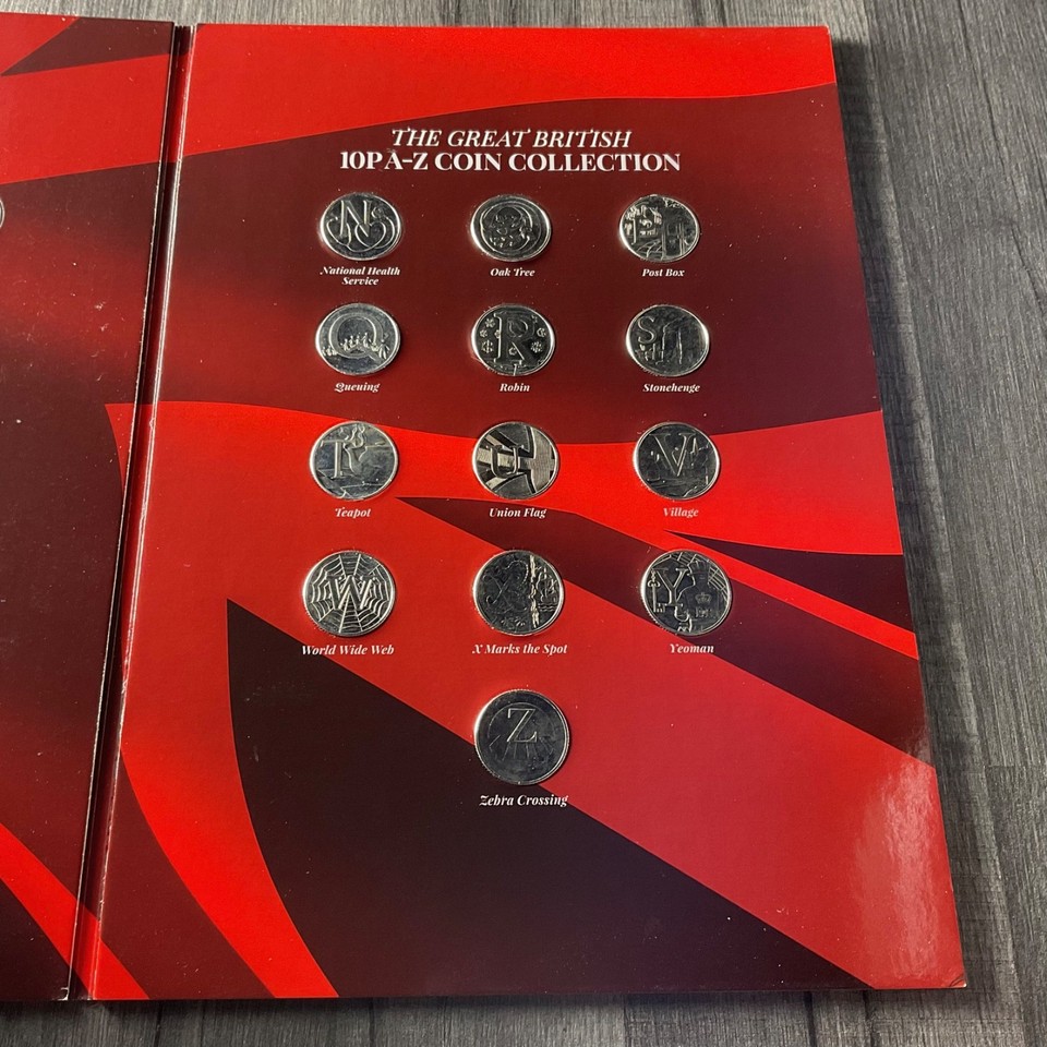 2019 - 10p Alphabet Coins Full set A - Z with Cambridgeshire album ...