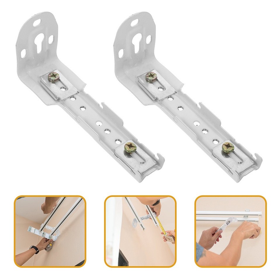 4 Pcs Heavy Duty Curtain Rod Brackets Wall Mounted Track Double Rail ...