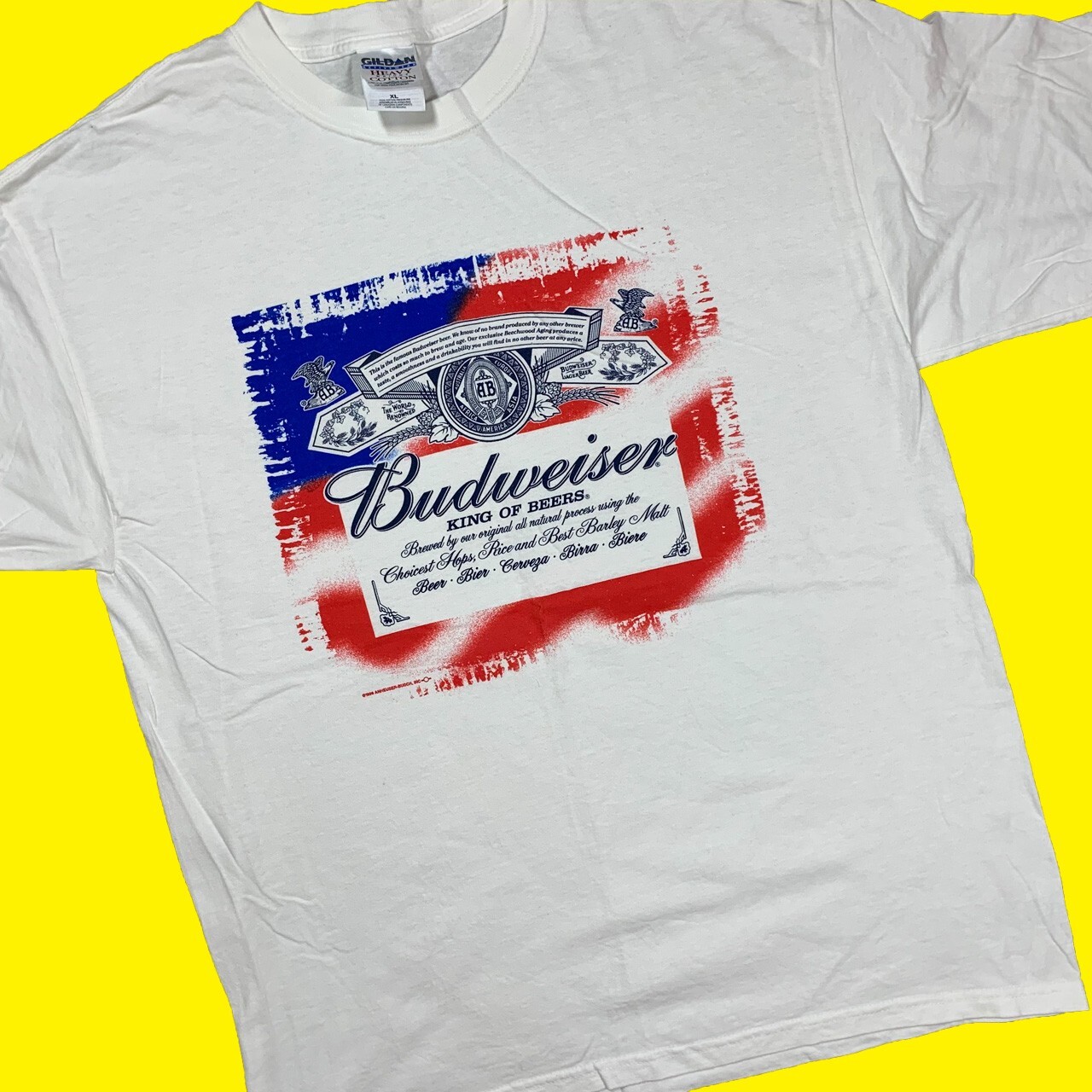 1999 90s Budweiser Beer American Flag Logo Vintage Wh… - Gem